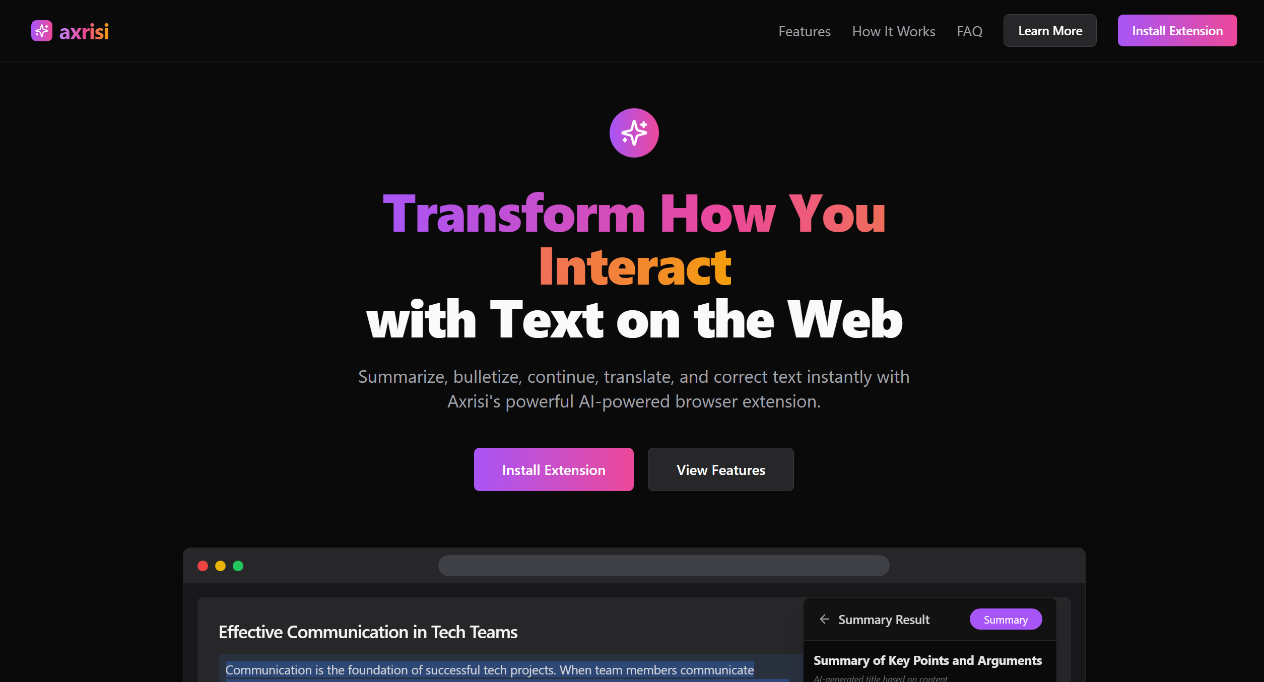 Axrisi - AI-Powered Browser Extension for Text Processing